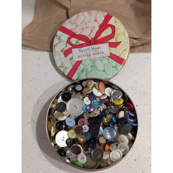 Other | Vintage Assorted Sewing Buttons In Decorative Tin 64kg Mixed ...